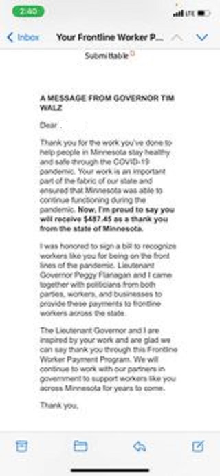 Walz Essential Worker Checks’ Letter | Checks & Balances